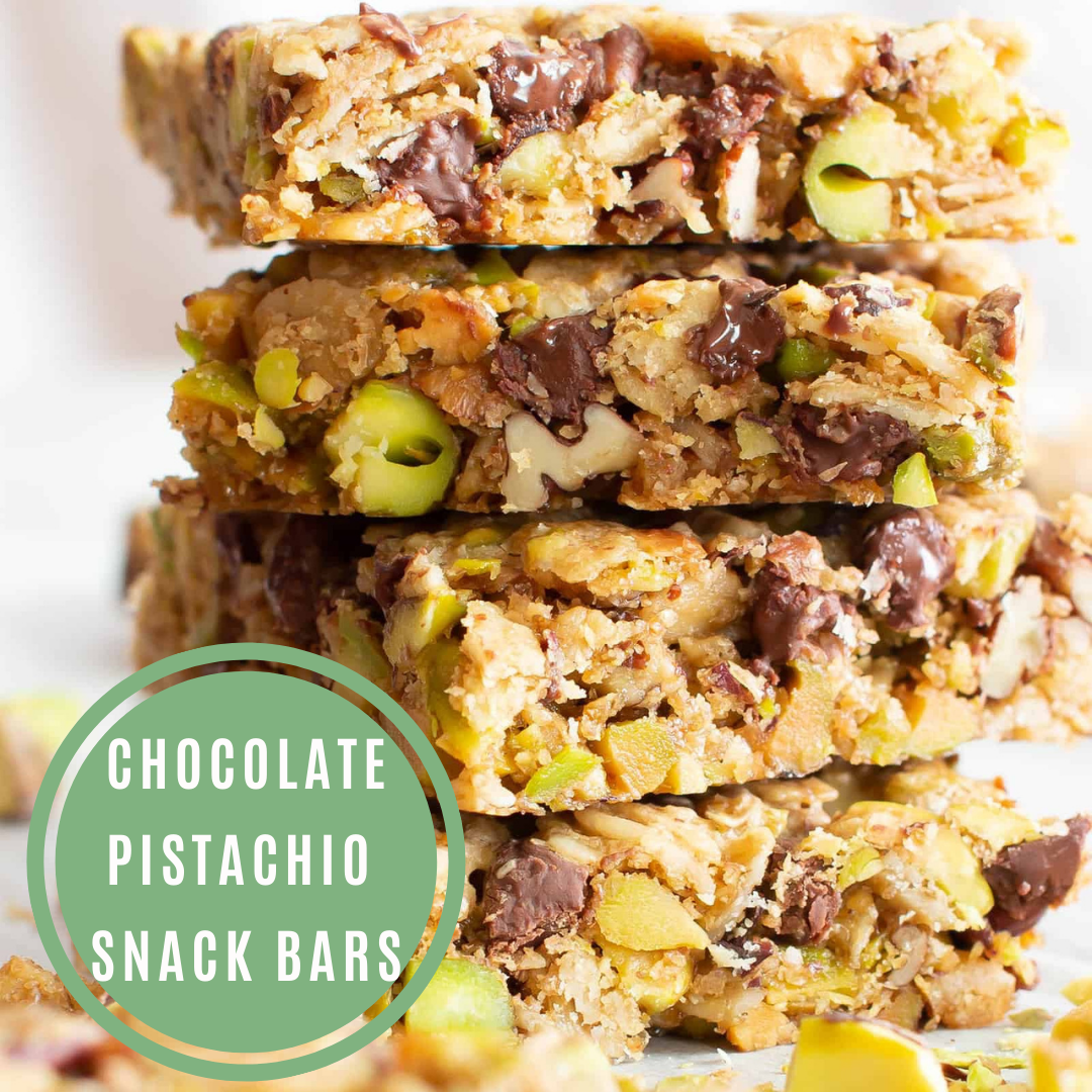 Chocolate Pistachio Snack Bars | Meatless Monday